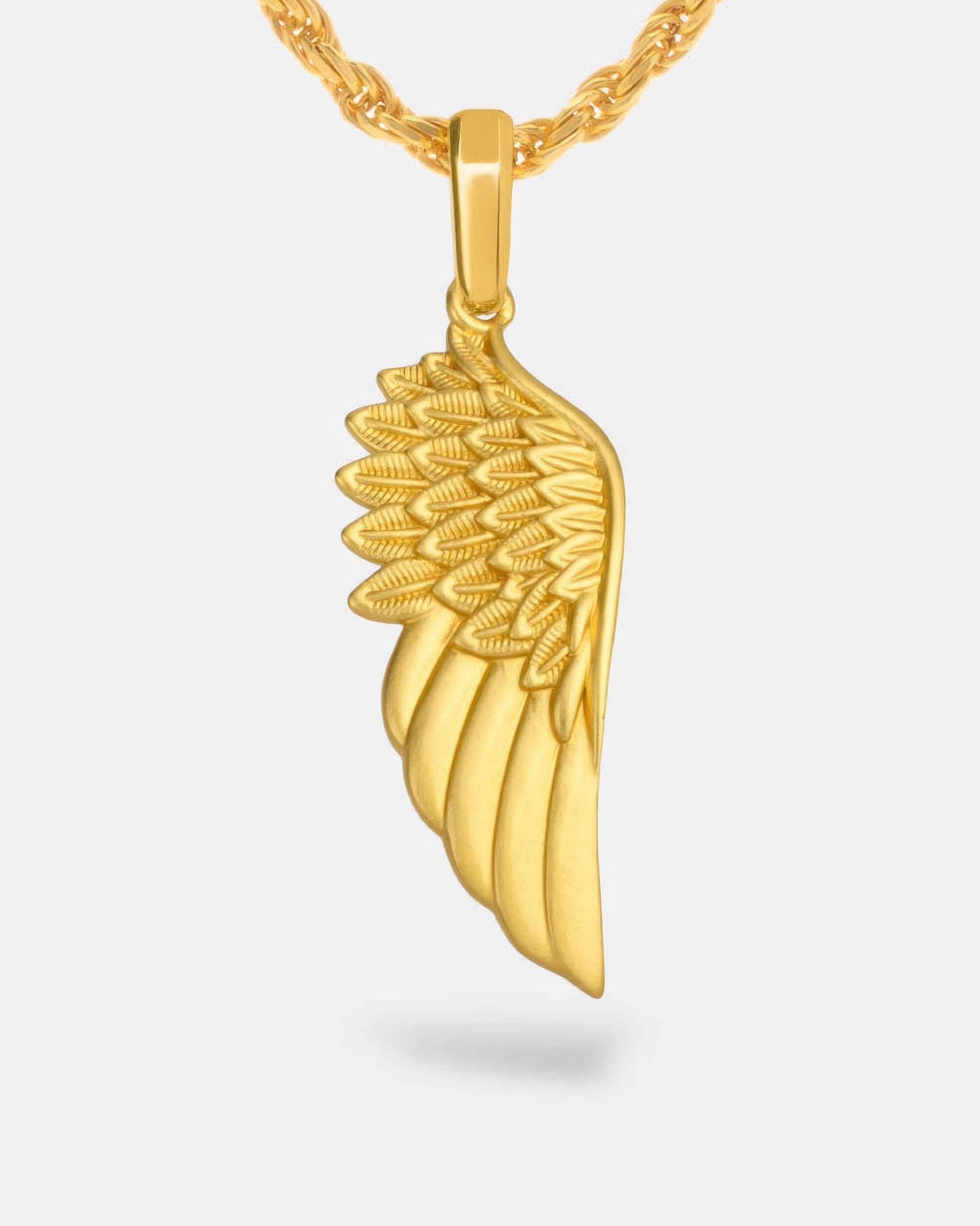 Men's Gold Feather Wing Pendant | DAZZIN