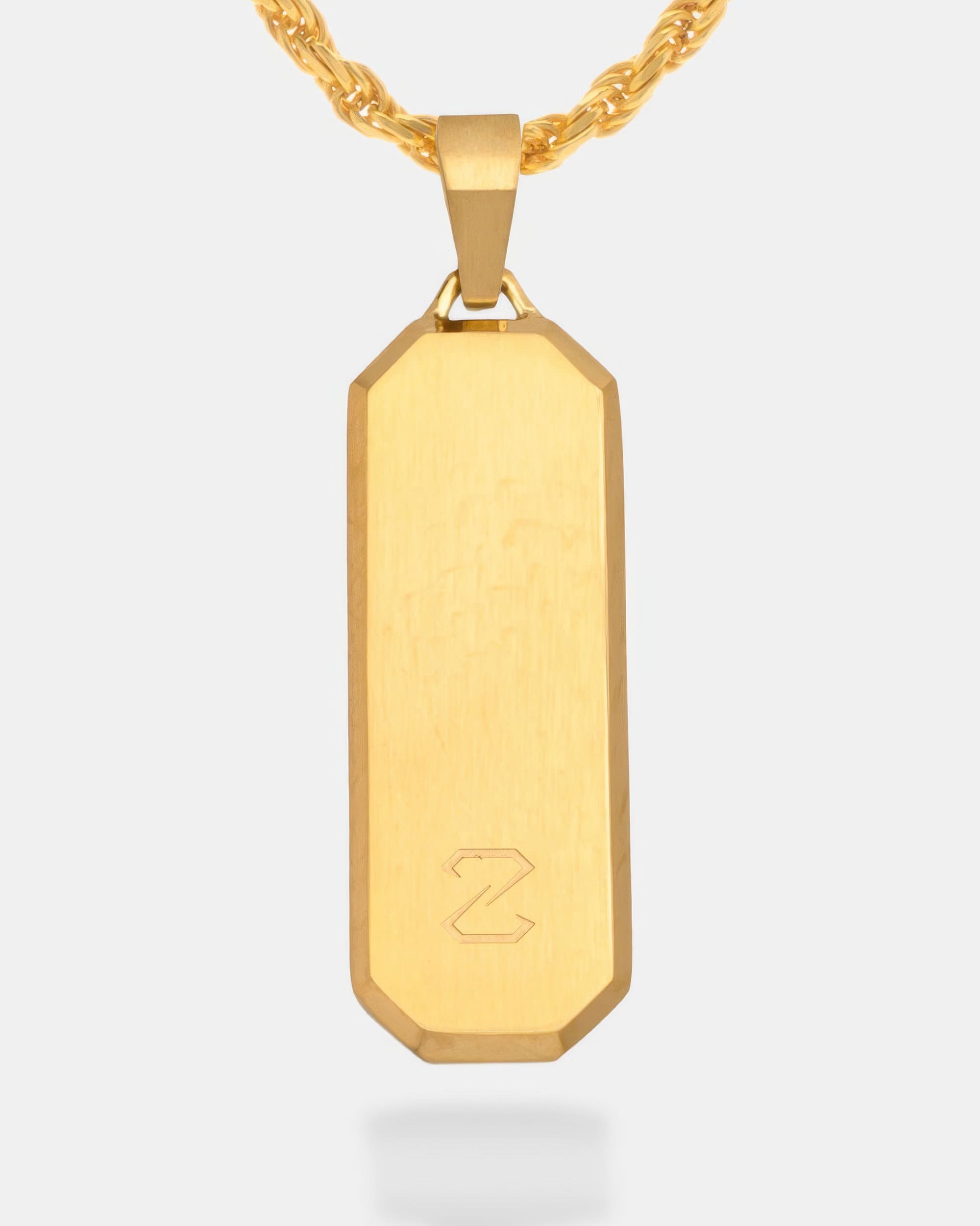 Men's Gold Bevel Long Tag Pendant | DAZZIN