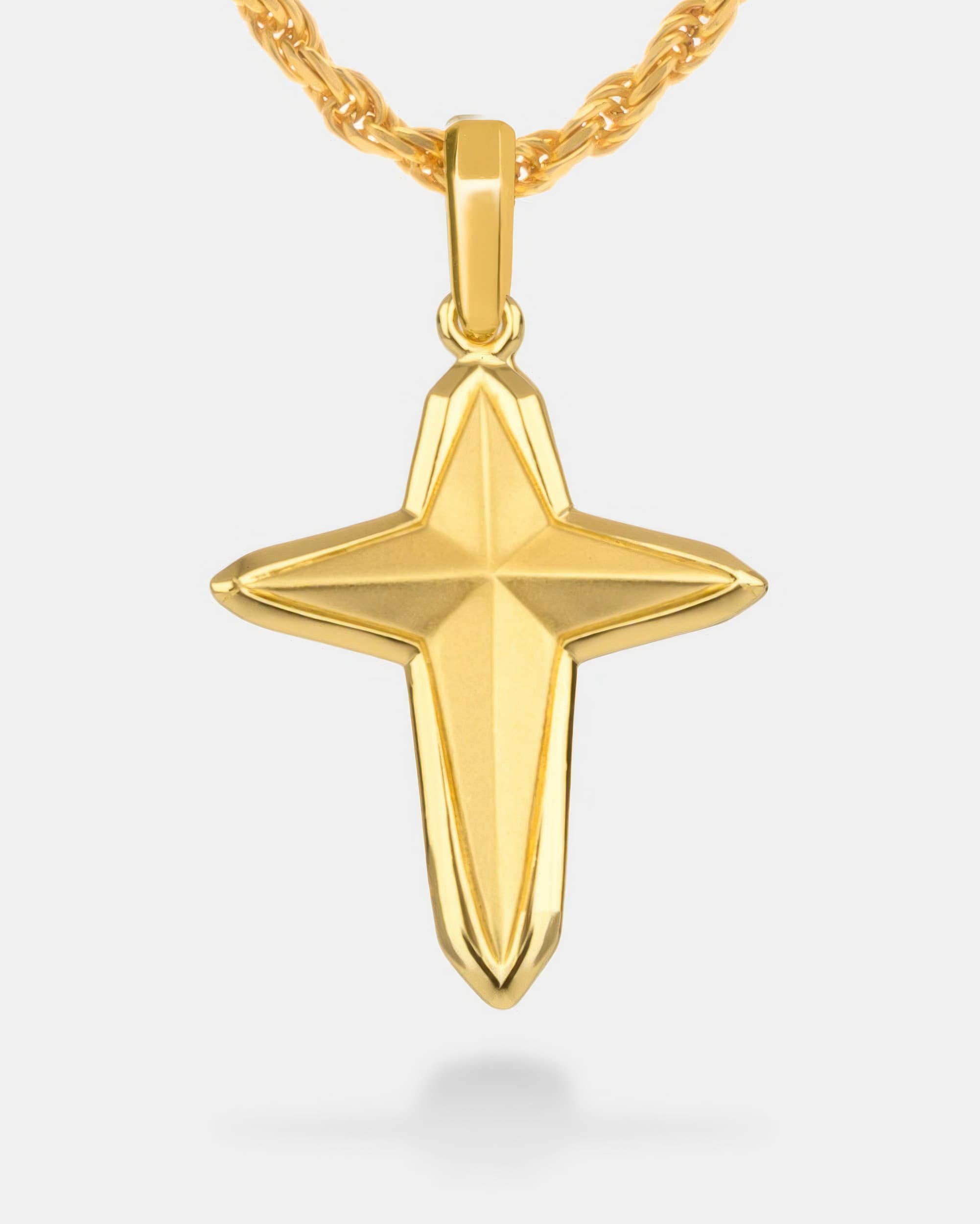 Men's Gold North Star Cross Pendant | DAZZIN